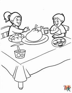 Thanksgiving Dinner Coloring Pages For Kids - ColoringPagesWK