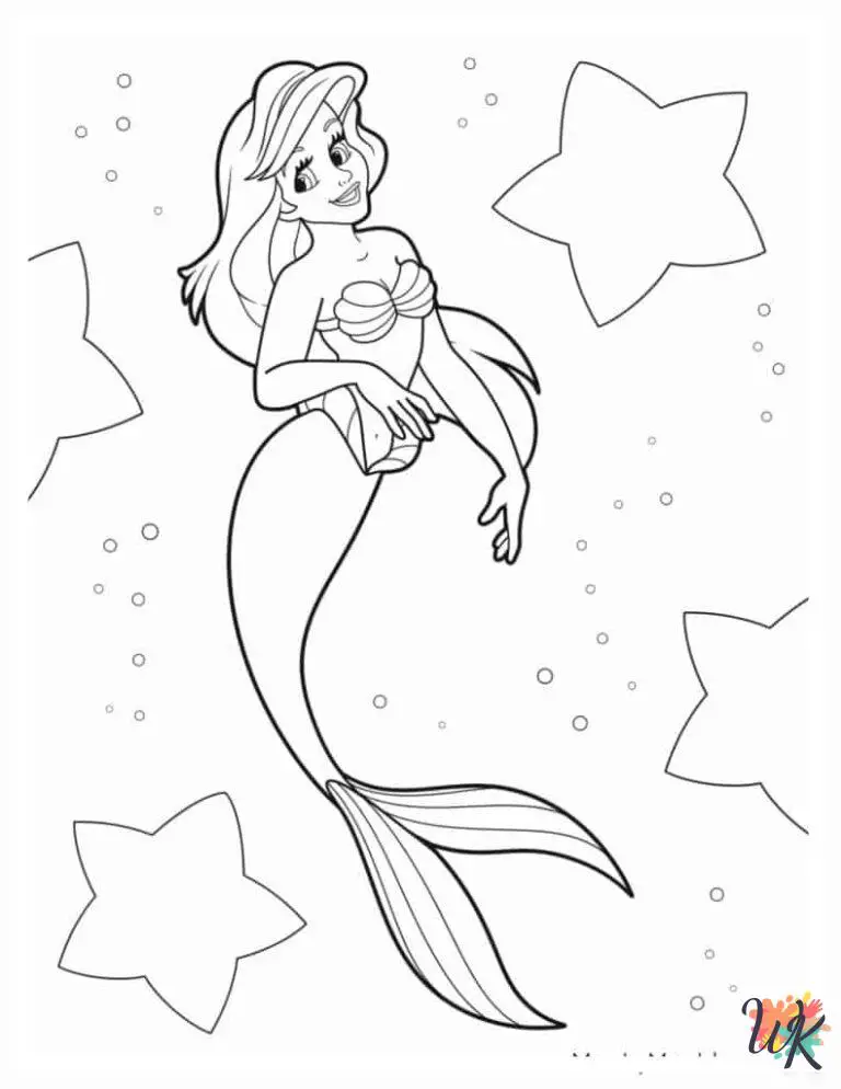28 Ariel Coloring Pages For Kids - ColoringPagesWK.com