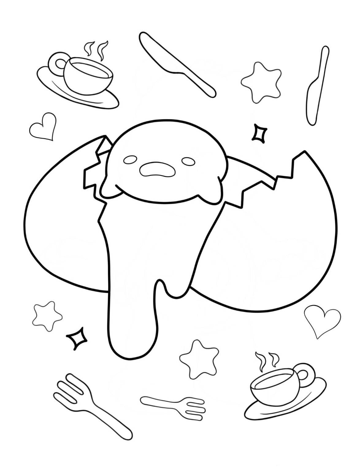 19 Gudetama Coloring Pages For Kids - ColoringPagesWK